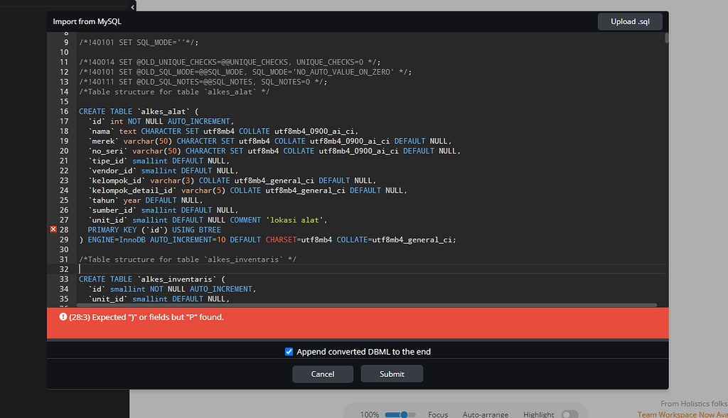 Failed To Import Due To Parsing Error Expected Or Fields But P Found Report Bugs